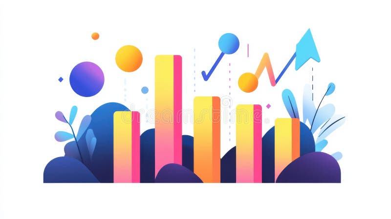 A Modern Abstract Illustration Featuring a Sideways Line Graph and ...