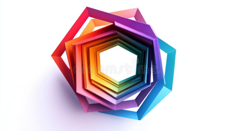 A Vibrant Abstract Hexagonal Shape Made with Colorful Layers. this Artwork Captures the Beauty ...