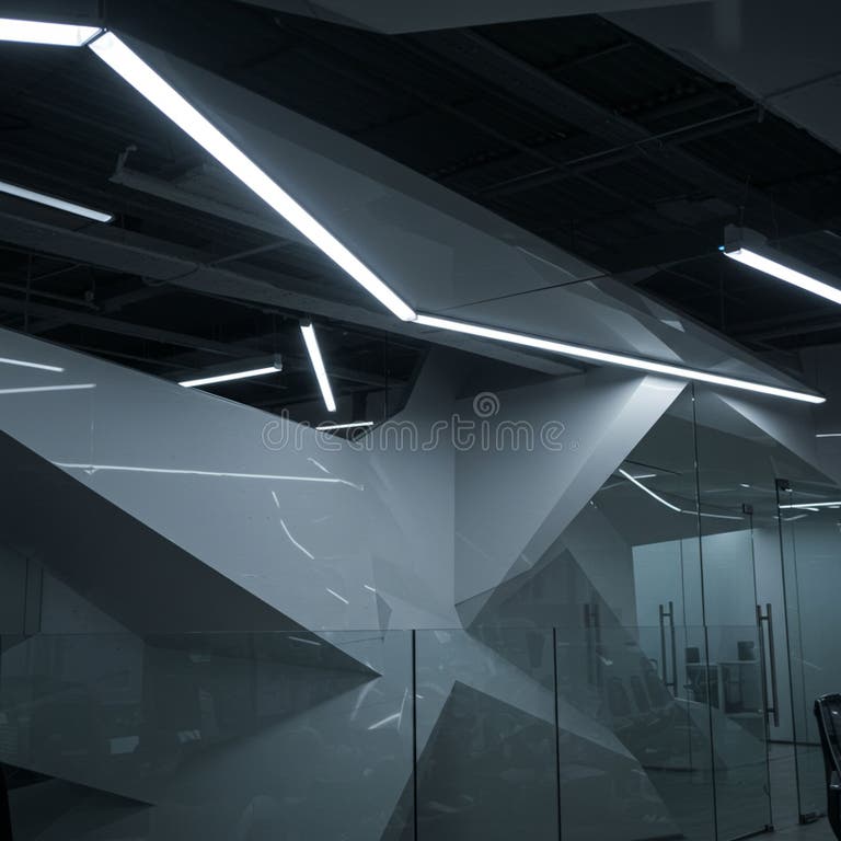 A Modern, Abstract Interior with Angular, Geometric Shapes Composed of ...