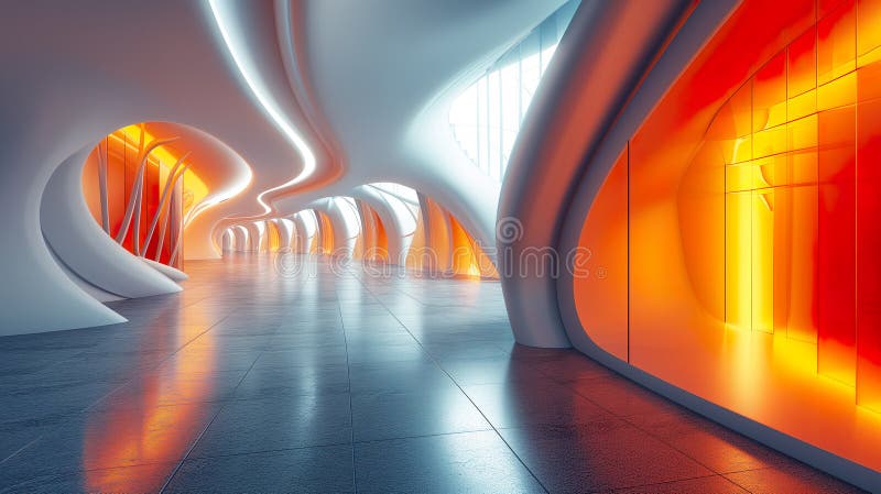 Modern Abstract Interior Design, Spacious Space Stock Illustration ...
