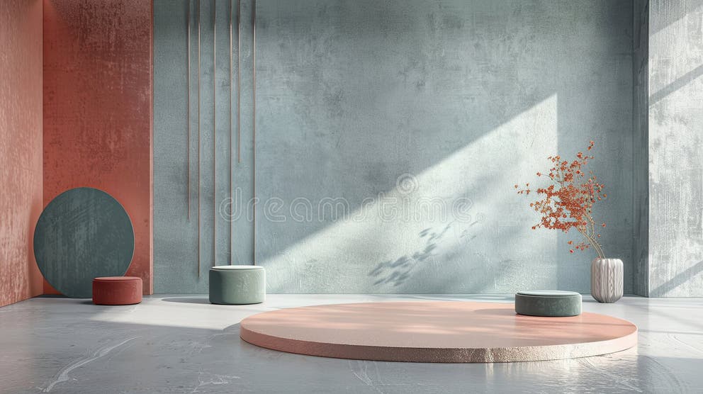 Modern Abstract Interior Display, Design Elements with Touch of Nature ...