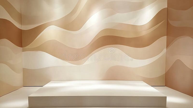 Modern Abstract Interior with Warm Wave Patterns and Minimal Stage ...
