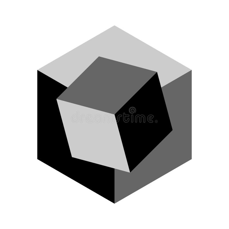 Modern Abstract Isometric Figure. Black and Gray Hexagon with Cube ...