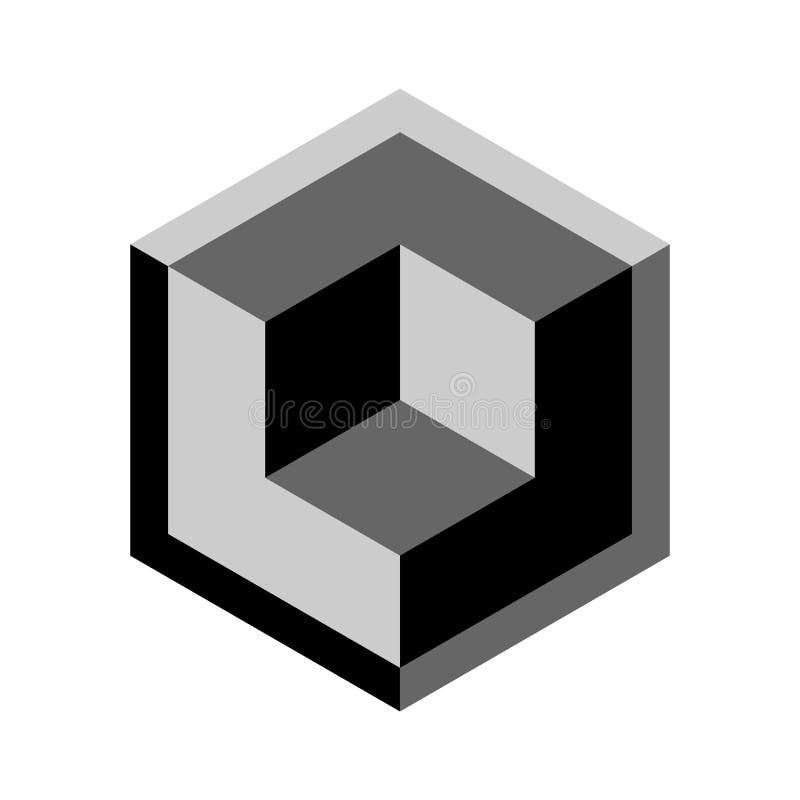 Modern Abstract Isometric Figure. Black and Gray Hexagon with Cube ...