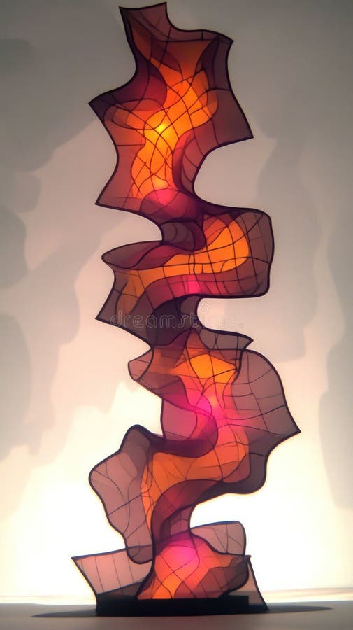A Modern, Abstract Lamp with Flowing Shapes and Warm Colors, Creating a ...