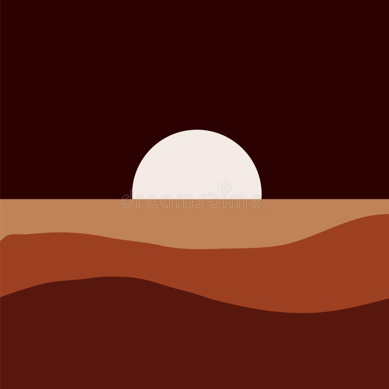 Modern Abstract Landscape. Sky, Sea, Sun Stock Vector - Illustration of ...