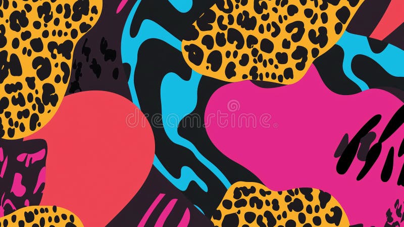 Modern Abstract Leopard Print Pattern with Vibrant Shapes Stock ...