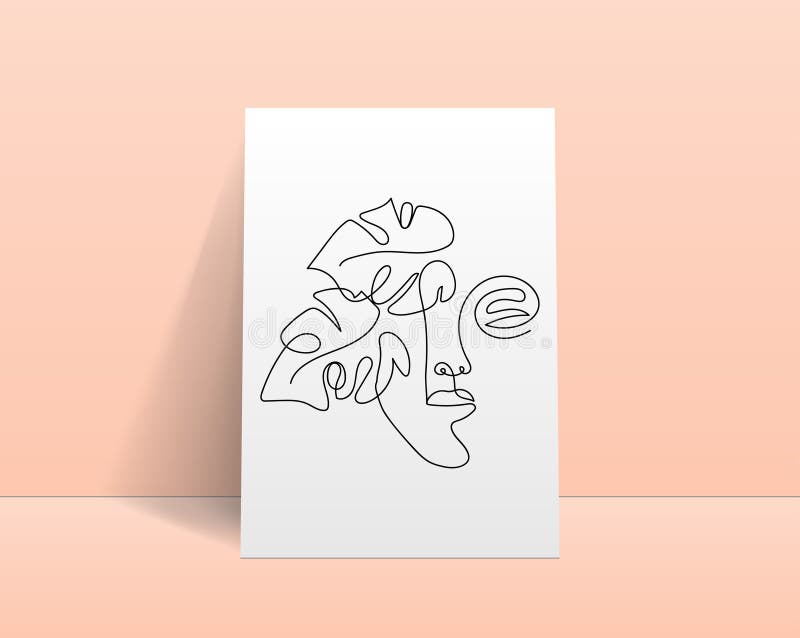 Modern Abstract Line Minimalistic Women Face Arts For Wall Decoration