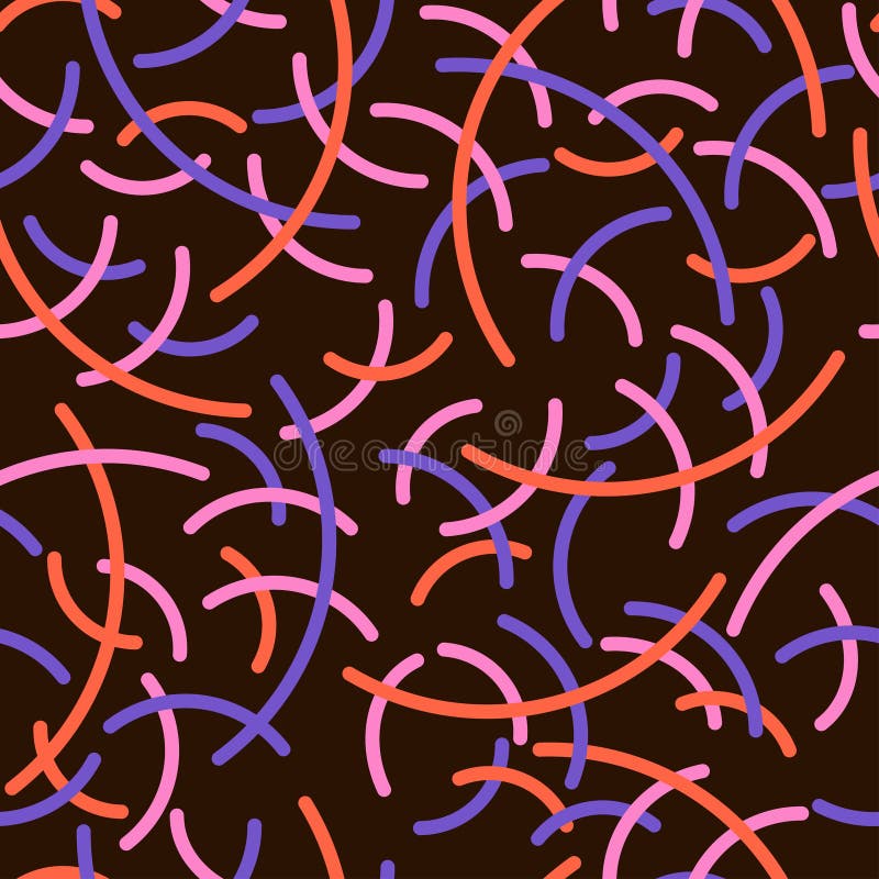 Modern Abstract Linear Seamless Pattern. Scattered Curved Lines on ...