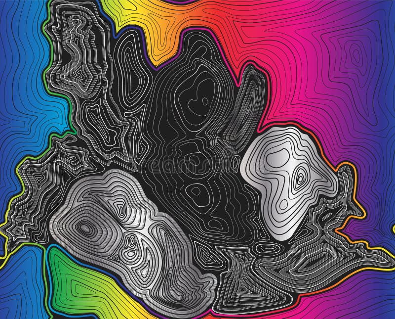 Abstract Topographic Contour Map with Multicolor Lines Template ...