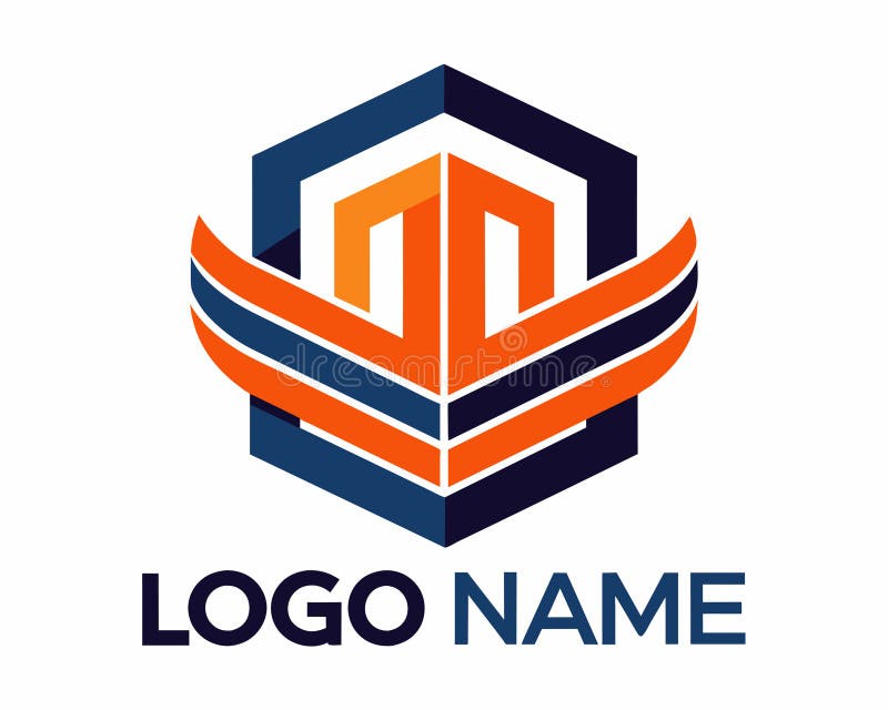 Modern Abstract Logo Design Featuring a Hexagon and Wings. Stock Vector ...