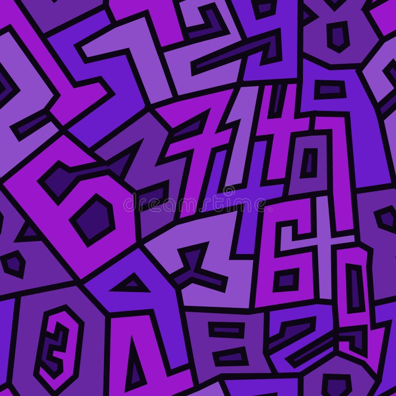 Modern Seamless Pattern of Purple Numbers Background Stock Illustration ...