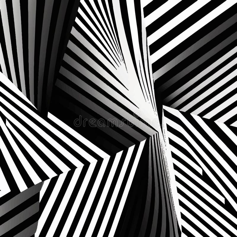 Modern Abstract Optical Illusion Black and White 3d Geometric Pattern ...