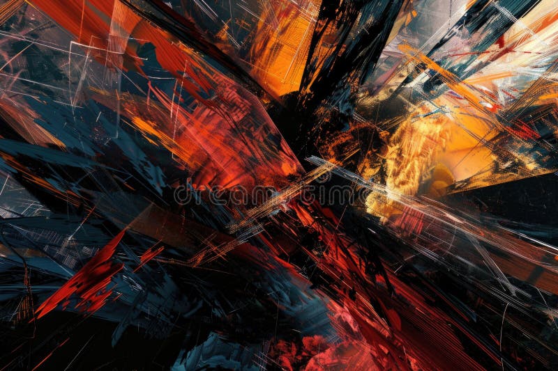 Modern Abstract Painting in Red and Black Colors, Suitable for Interior ...