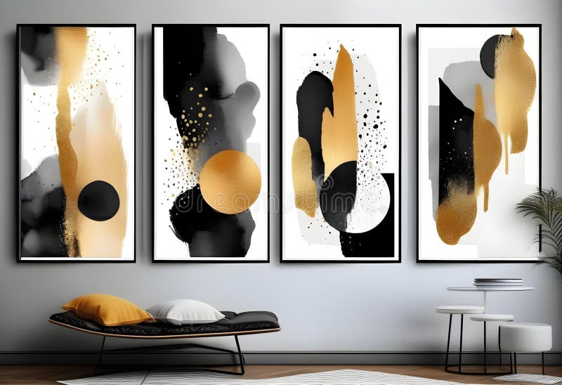 Modern Abstract Painting Wall Art Set. Posters, Covers, Prints Stock ...