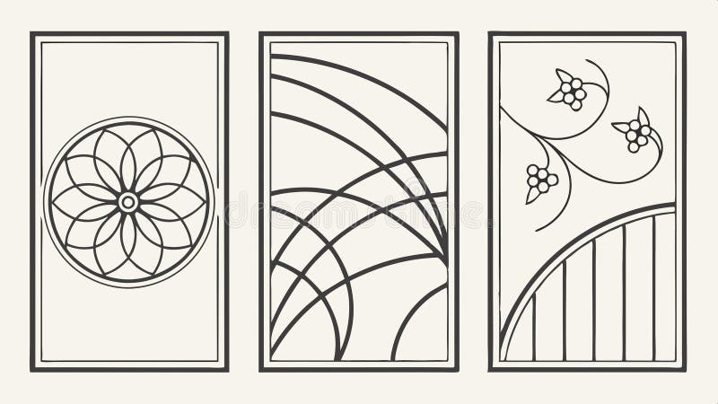 Abstract Panel Designs, Geometric Vector Art, Modern Decorative ...