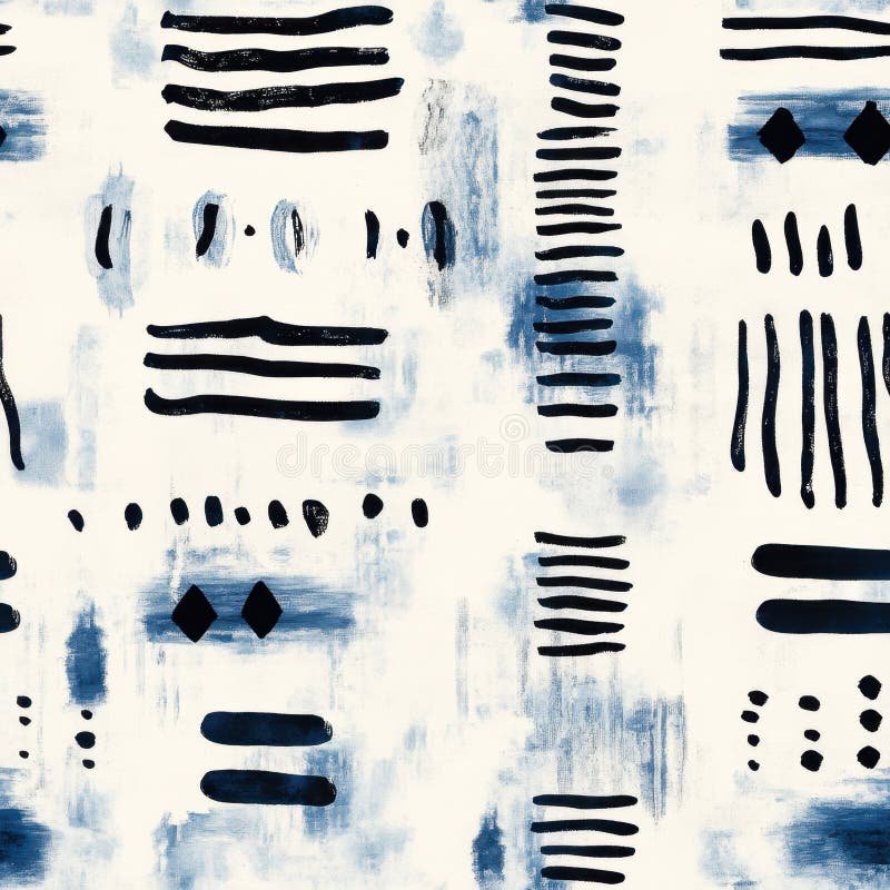 Modern Abstract Pattern with Blue and Black Geometric Design Elements ...