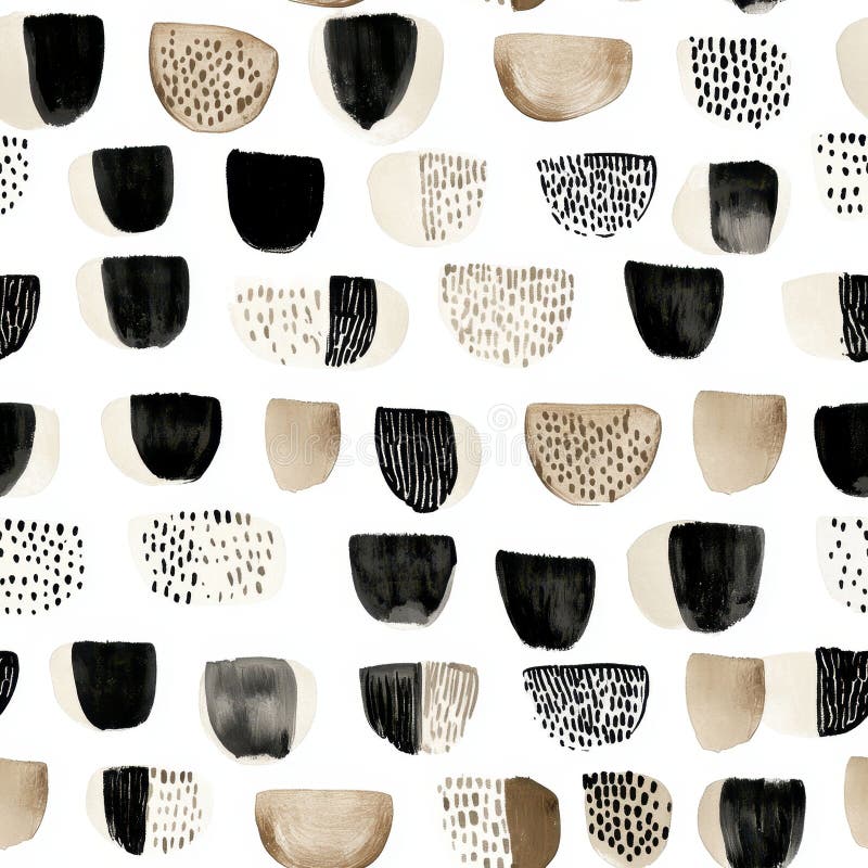 Modern Abstract Pattern with Neutral Black and White Textured Shapes ...