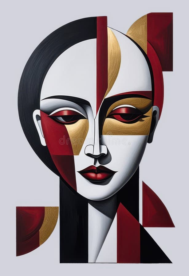 Modern Abstract Portrait with Geometric Patterns and Vibrant Contrasts ...