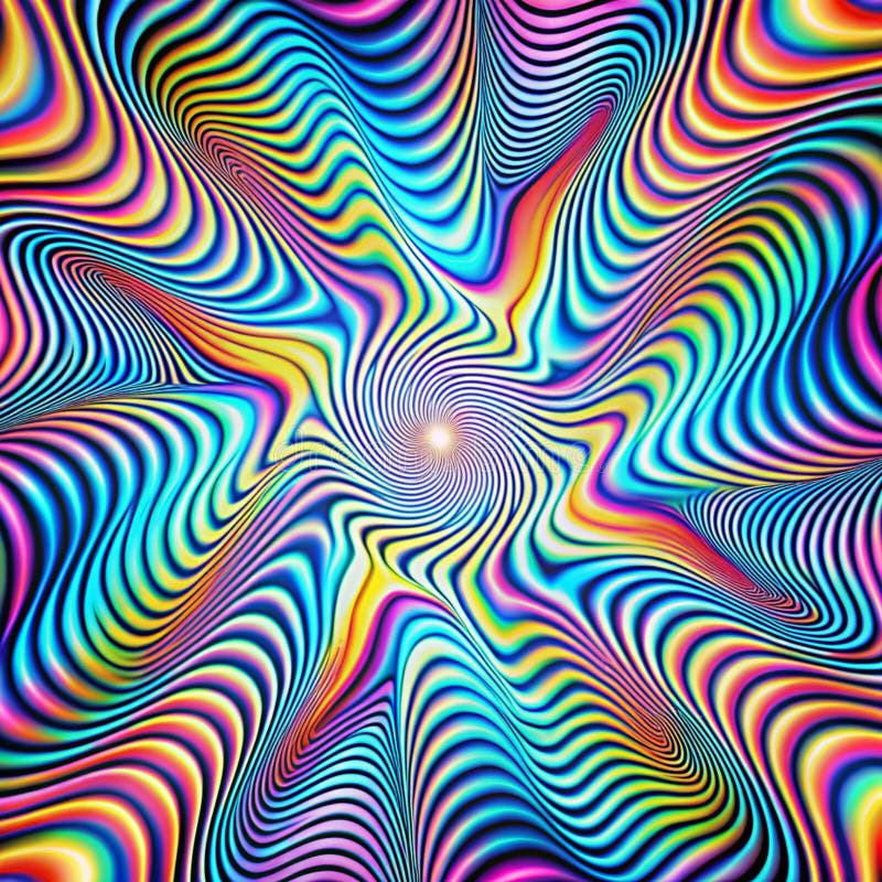 Modern Abstract Psychedelic Twisted Stripes Background with Light Waves ...