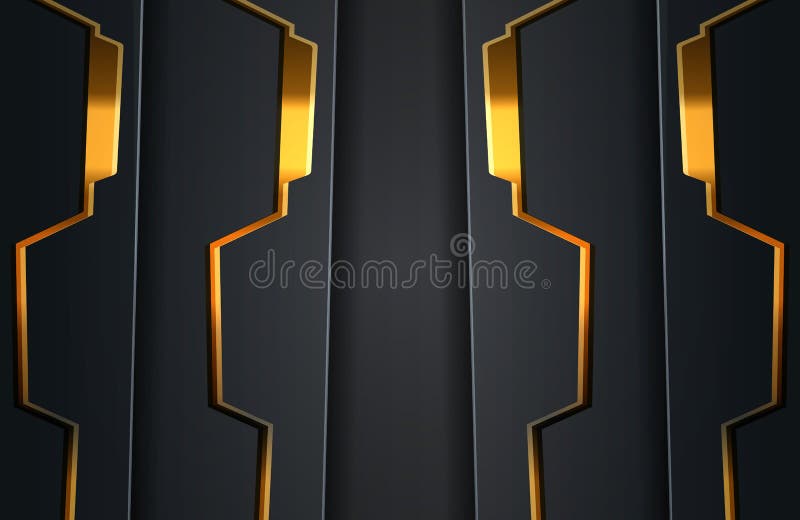 Modern Abstract Realistic Black Background with Gold Metal Element ...