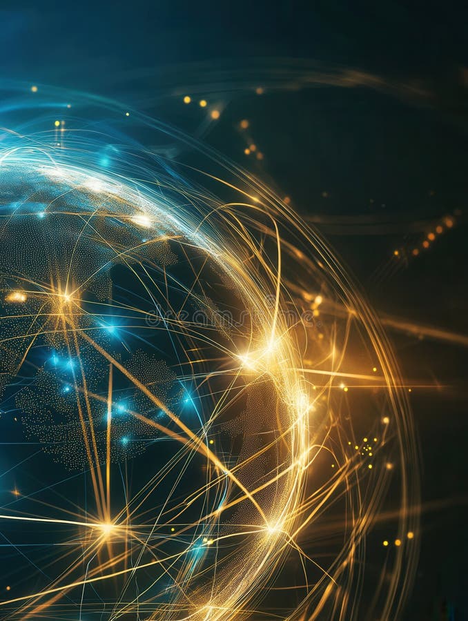 Modern Abstract Representation of a Globe with Interconnected Glowing ...