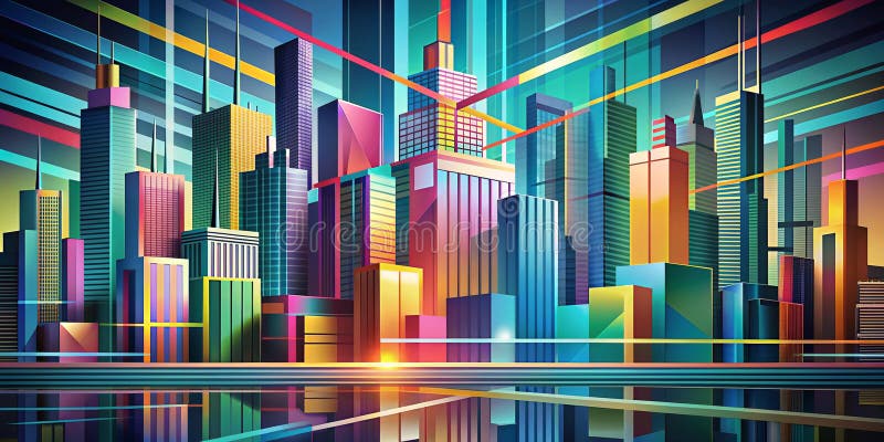 A Modern Abstract Scene With Intersecting Lines And Blocks Of Color Capturing The Complexity And