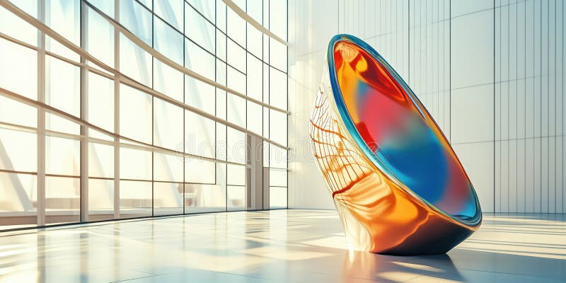 Modern Abstract Sculpture in Bright Contemporary Interior with Large ...