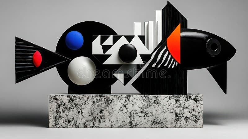 A Modern Abstract Sculpture Featuring Geometric Shapes and Contrasting ...