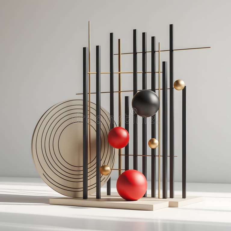 Modern Abstract Sculpture with Geometric Shapes and Linear Structures ...