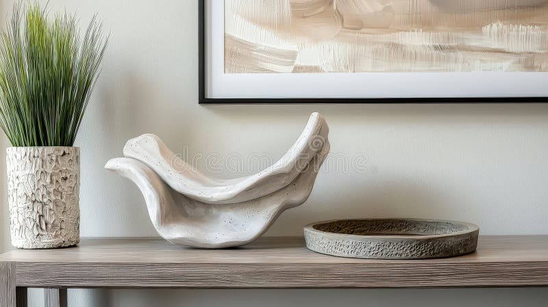 Modern Abstract Sculptures and Decor on Console Table Stock ...