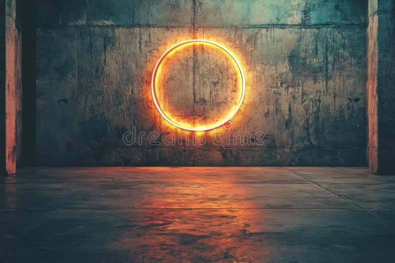 A Modern Abstract Setting with an Illuminated Round Circle Prominent on ...