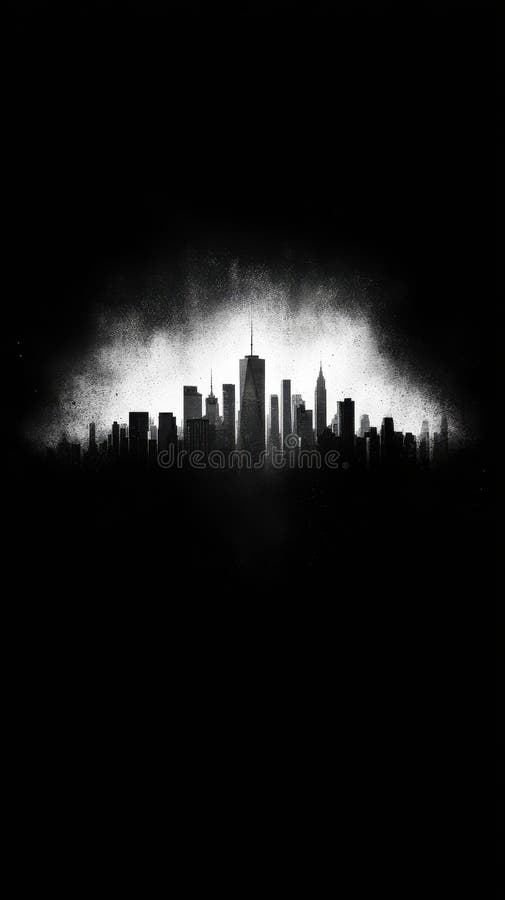 Modern Abstract Skyline Illustration with Dramatic Black Background ...