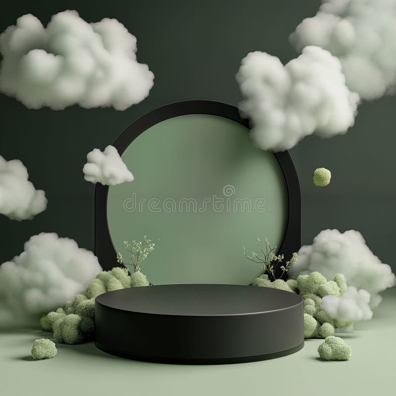 Modern Abstract Stage Design Surrounded by Cloud-like Elements Stock ...