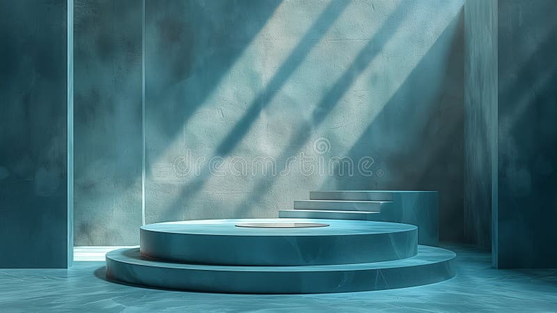 Modern Abstract Stage with Soft Light Illuminating Steps in a ...