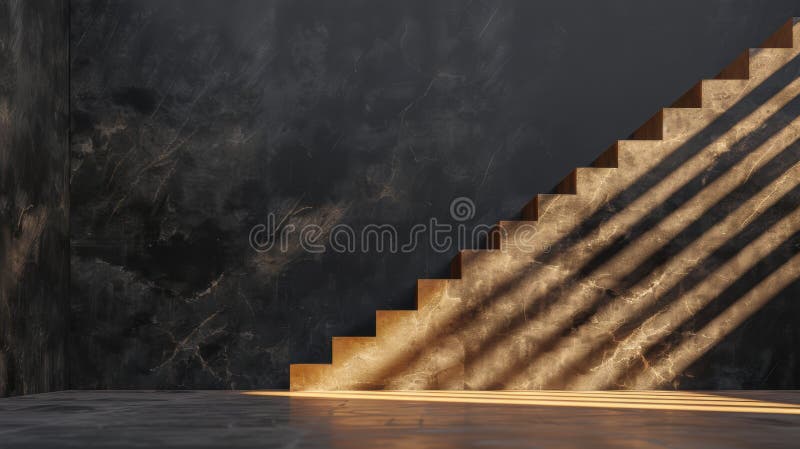 Modern Abstract Staircase in Dark Room Stock Illustration ...