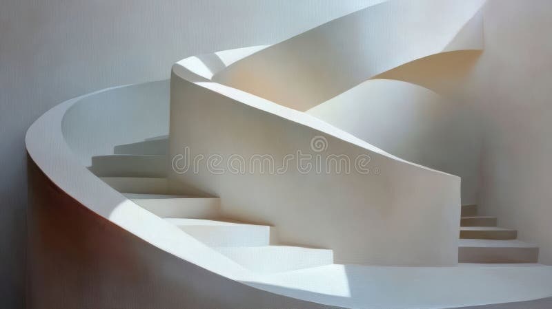 A Modern, Abstract Staircase Design with Smooth Curves and Soft ...