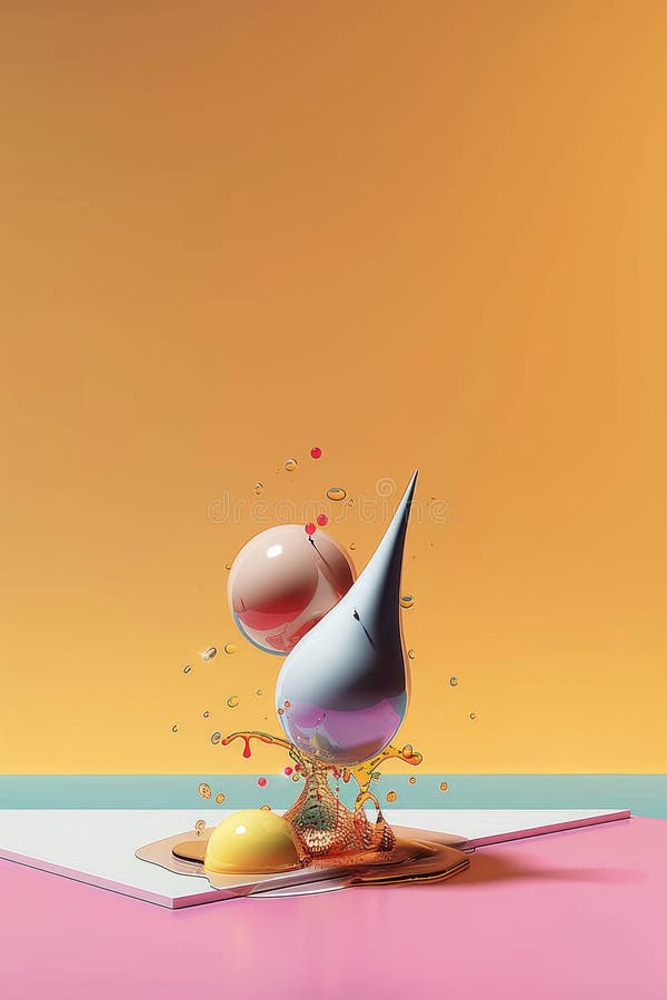 Modern Abstract Still Life with Ice Cream and Cup of Coffee. 3d ...