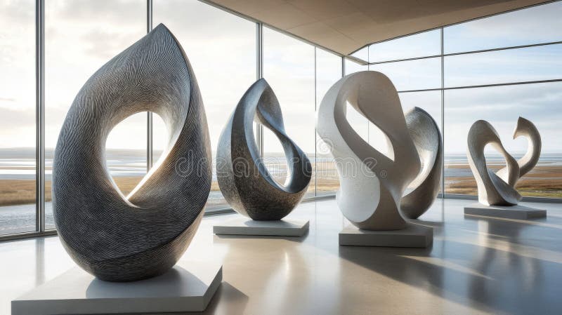 Modern Abstract Stone Sculptures in a Light-Filled Gallery Stock ...
