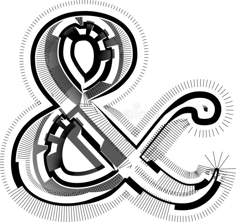 Modern Abstract Striped Design Ampersand Symbol with Lines Stock Vector ...