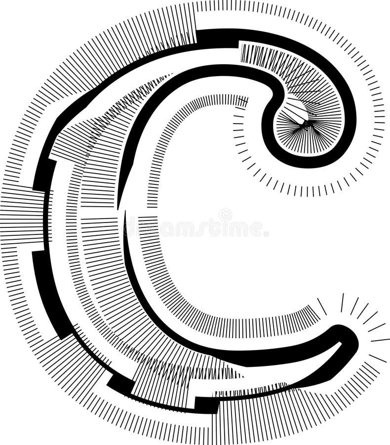 Modern Abstract Striped Design with Lines LETTER C Stock Vector ...
