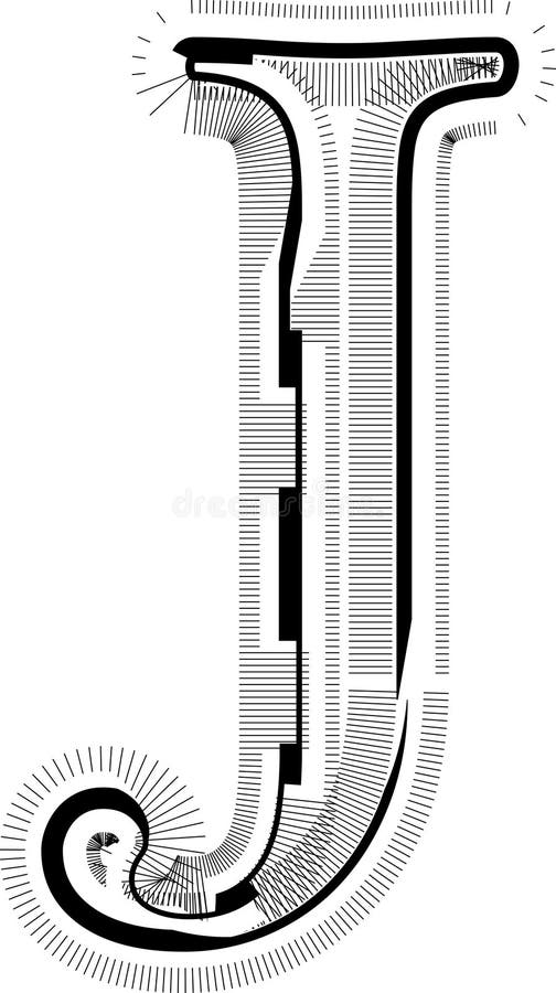 Modern Abstract Striped Design with Lines LETTER J Stock Vector ...