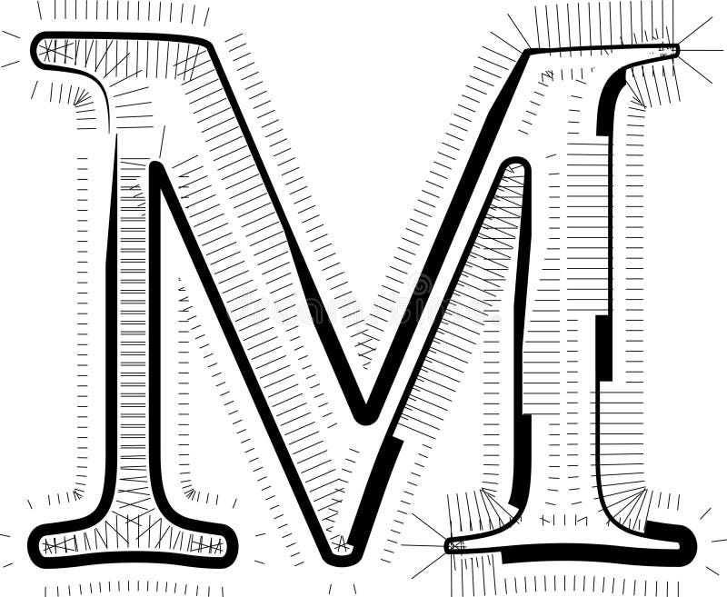 Modern Abstract Striped Design with Lines LETTER M Stock Vector ...