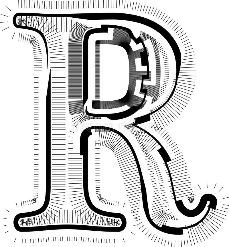 Modern Abstract Striped Design with Lines LETTER R Stock Vector ...