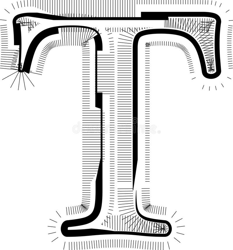 Modern Abstract Striped Design with Lines LETTER T Stock Vector ...