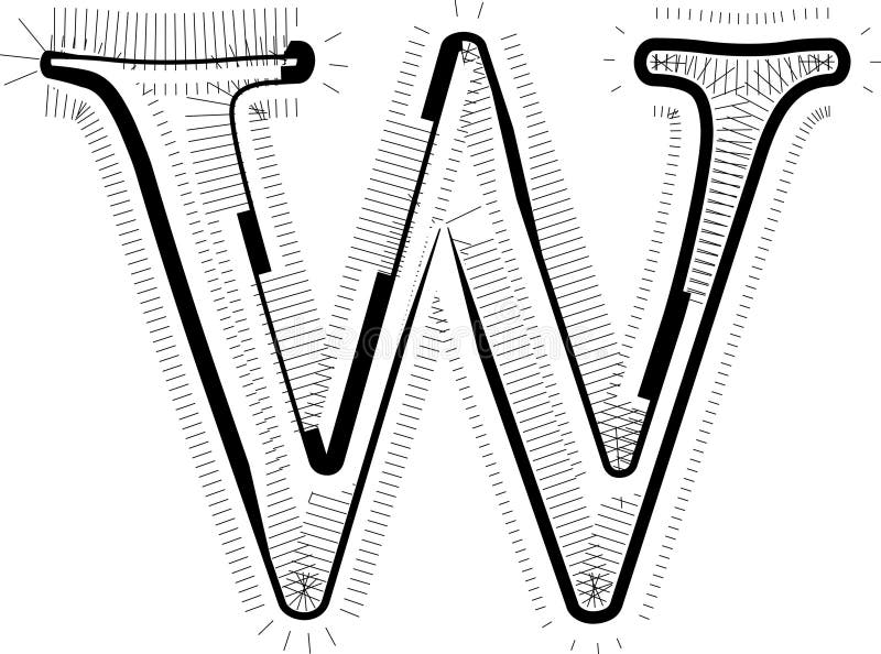 Modern Abstract Striped Design with Lines LETTER W Stock Vector ...