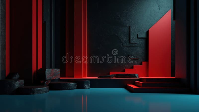 Modern, Abstract, Indoor Background, Red and Black, for Product ...