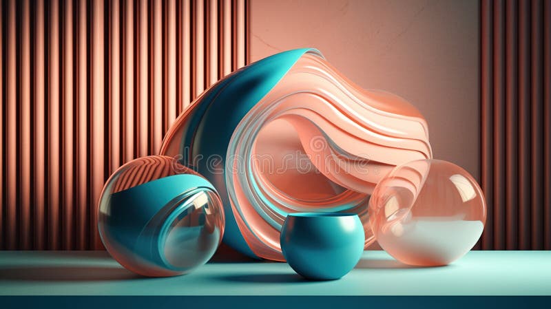 Modern, Abstract, 3d Background, Light Colors, Turquoise and Orange ...