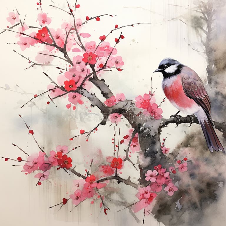 Modern Abstract Sumi-e Ink Painting Stock Illustration - Illustration ...