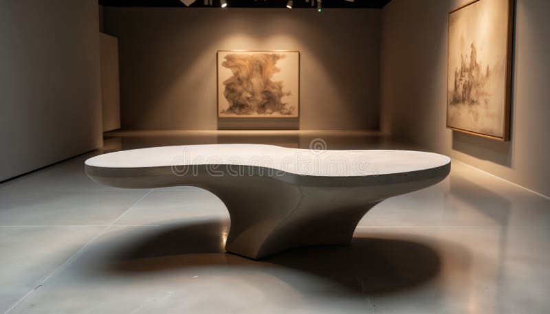 Modern Abstract Table in Art Gallery Setting Stock Illustration ...